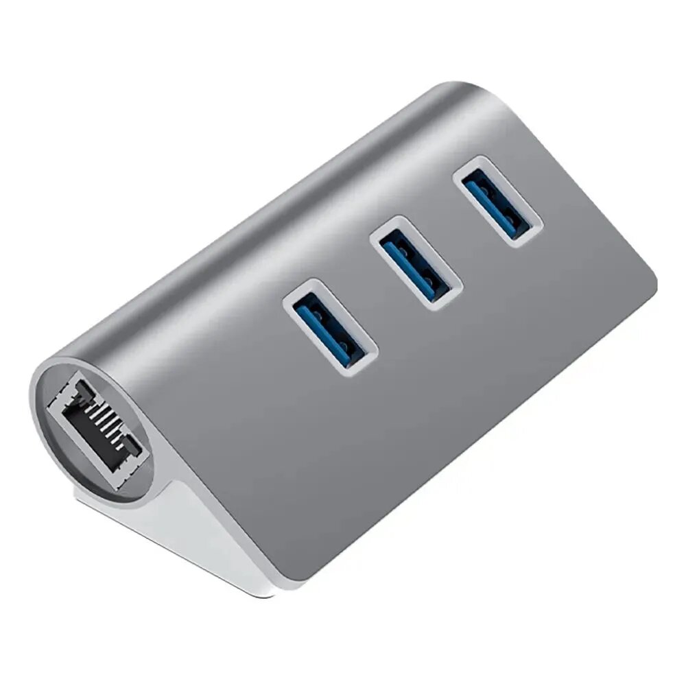 Сетевой концентратор Acasis, 3 порта USB 3.0+Gigabit Ethernet 5Гбит/с, серебристый