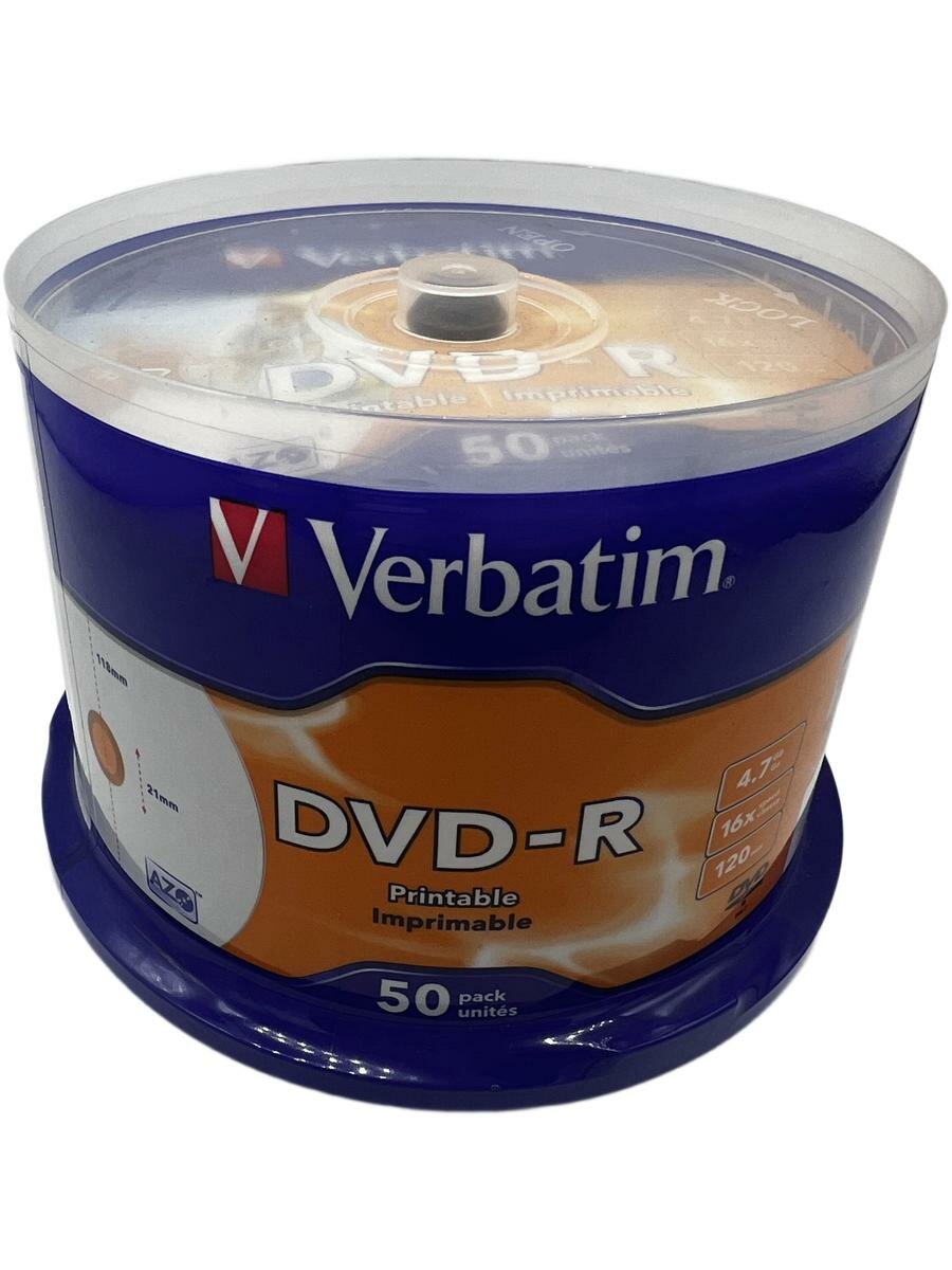 Диски для записи Verbatim 50шт, DVD-R 16Х/4,7Gb/120min с поверхностью для печати