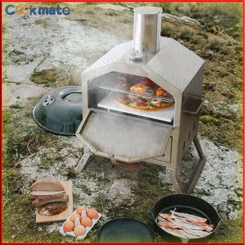 Новая итальянская печь для пиццы во внутреннем дворе из нержавеющей стали, пицц-гриль "3 в 1", мангал для барбекю на углях