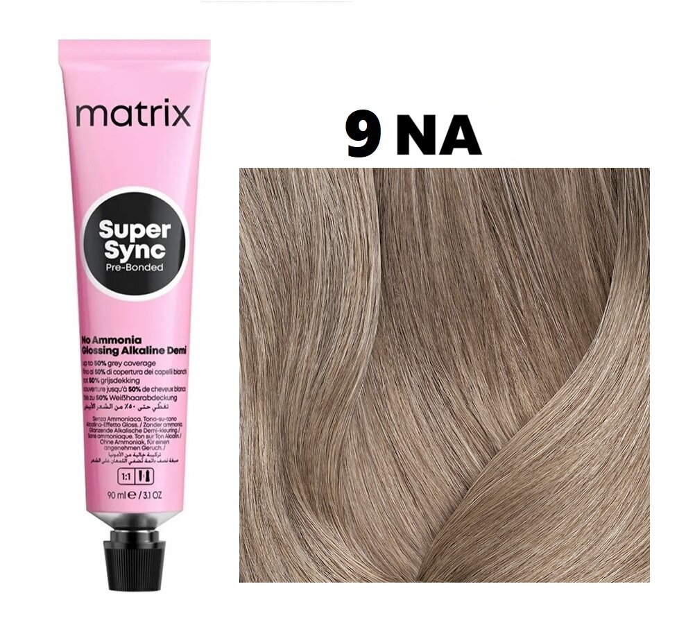 Крем-краска Matrix Color Super Sync 9NA очень светлый блондин натуральный пепельный Pre-bonded 90 мл без аммиака