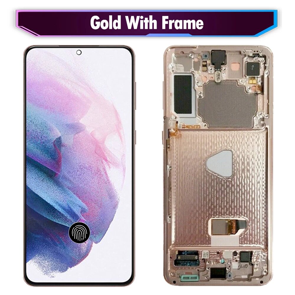 6,7-дюймовый AMOLED OLED-дисплей для Samsung S21+ 5G LCD G996, сенсорный экран, Gold With Frame