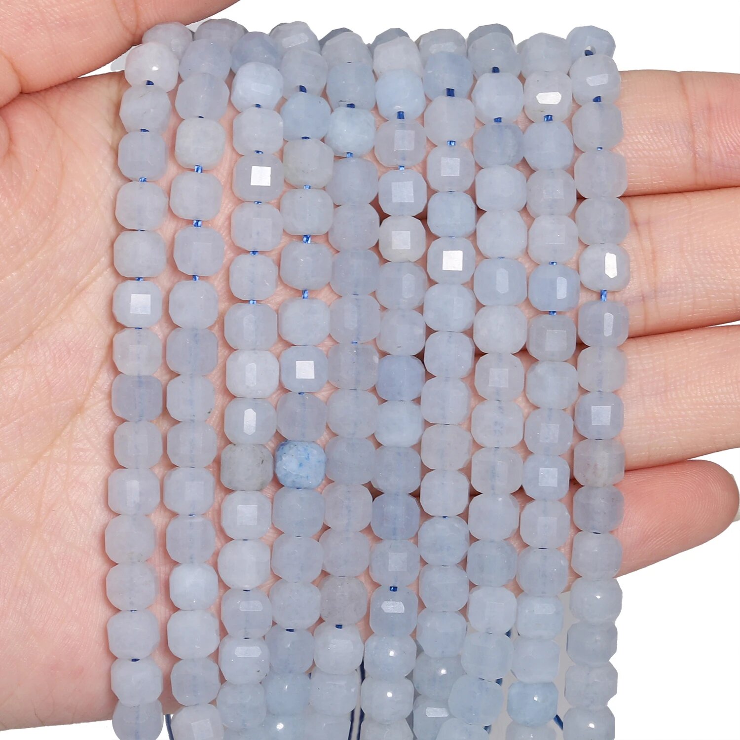 Кубические бусины Куою 5 мм, амазонит, аметист, апатит, гранат Голубой, 5mm about 61pcs, Aquamarine