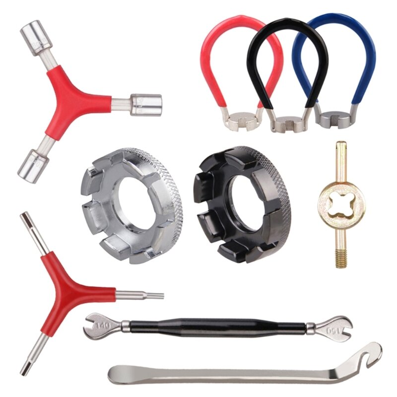 Набор Гаечных Ключей Для велосипедных Спиц Наборы Инструментов Для Велосипедных Спиц Включают В Себя 8-Позиционный Инструмент Для Правки Велосипедного Обода Ключ Для Спиц Рычажный Ключ Для Шин Велосипедные Инструменты