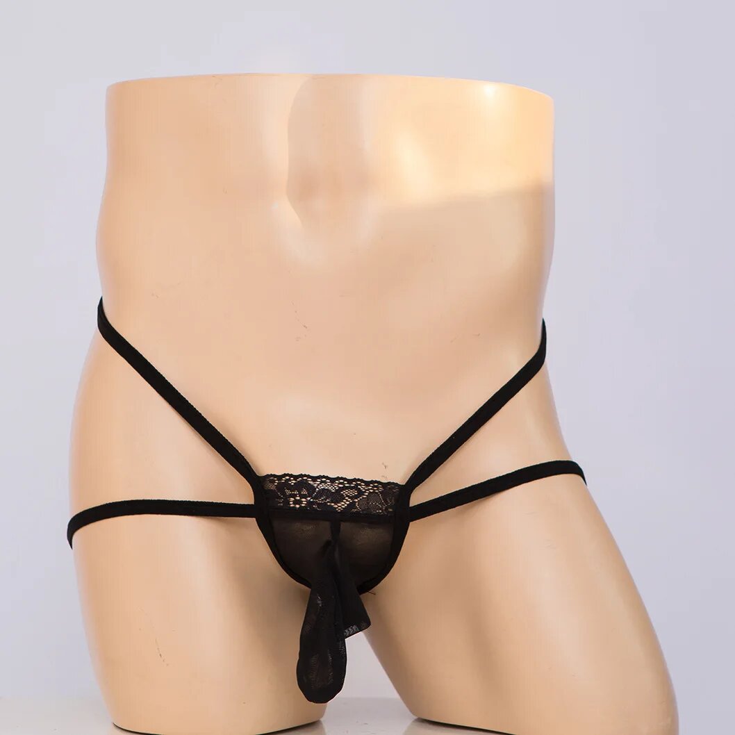 Нижнее белье Sissy, мужское нижнее белье со слоновьим носом, тонкие стринги с двойным Черный, Black