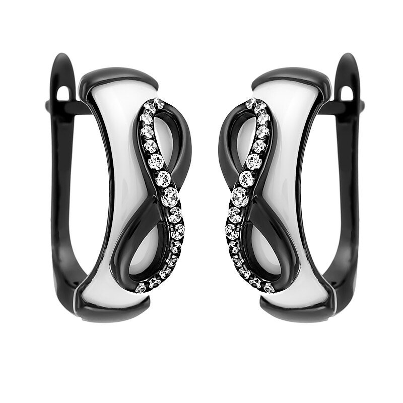 Серьги, серебро, 925 проба, фианит, керамика