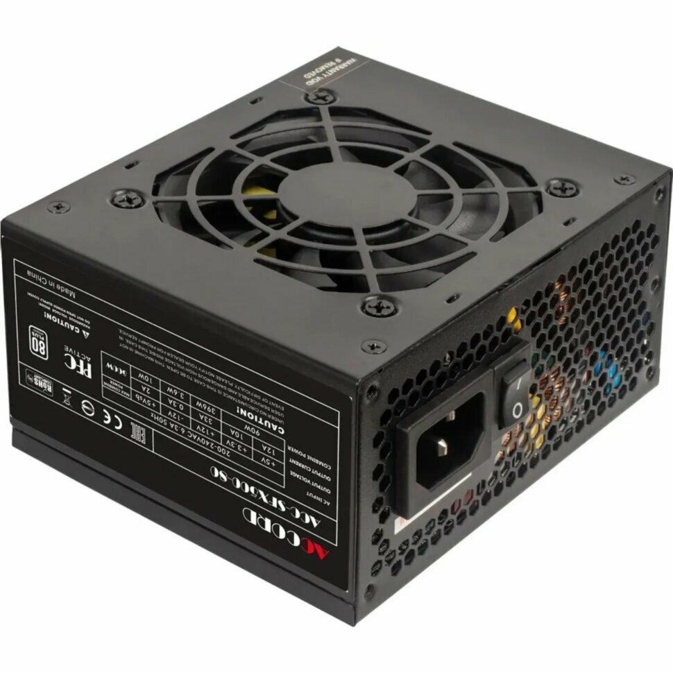 Блок питания Accord SFX 500W (20+4pin)APFC 80/fan 3xSATA (ACC-SFX500-80), 2452215