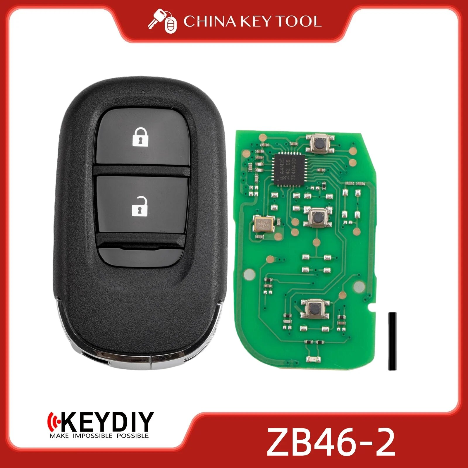 KEYDIY KD ZB46-2 Универсальный интеллектуальный дистанционный ключ с 2 кнопками, совместимый с типом Honda