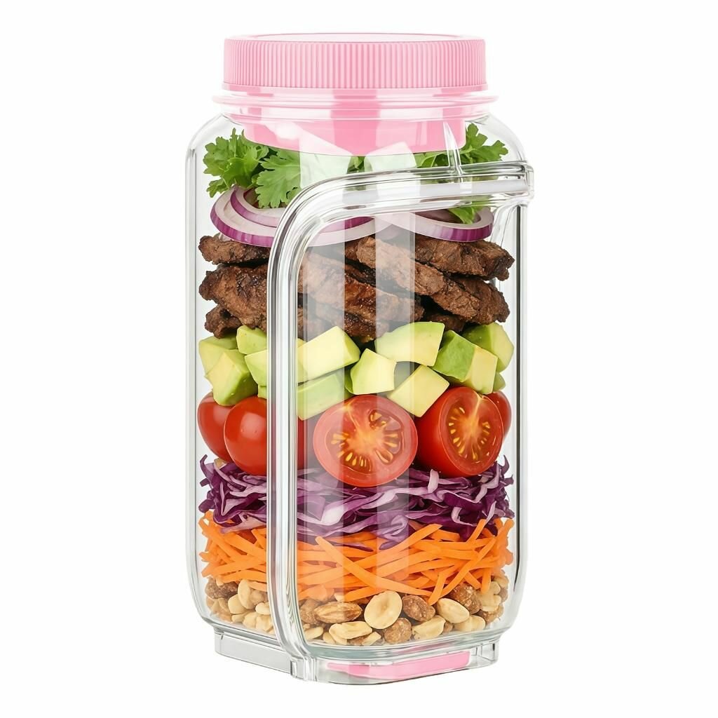 Пластиковый контейнер для салата, Розовый