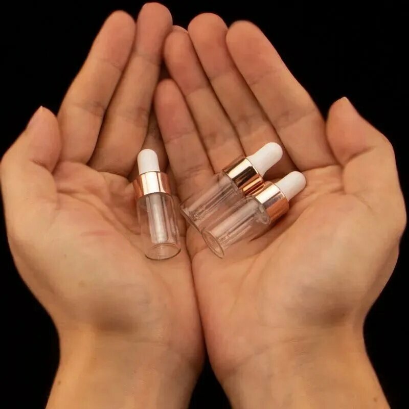 Флакон 3мл стеклянный с крышкой с пипеткой. Набор 3 штуки. Бутылка-капельница эфирного масла(светло-розовый)