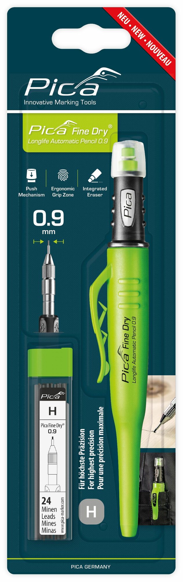 PICA-MARKER 70705 Набор карандаша Pica FINE Dry и грифелей (1x 7070 + 1x 7050 H) в блистере