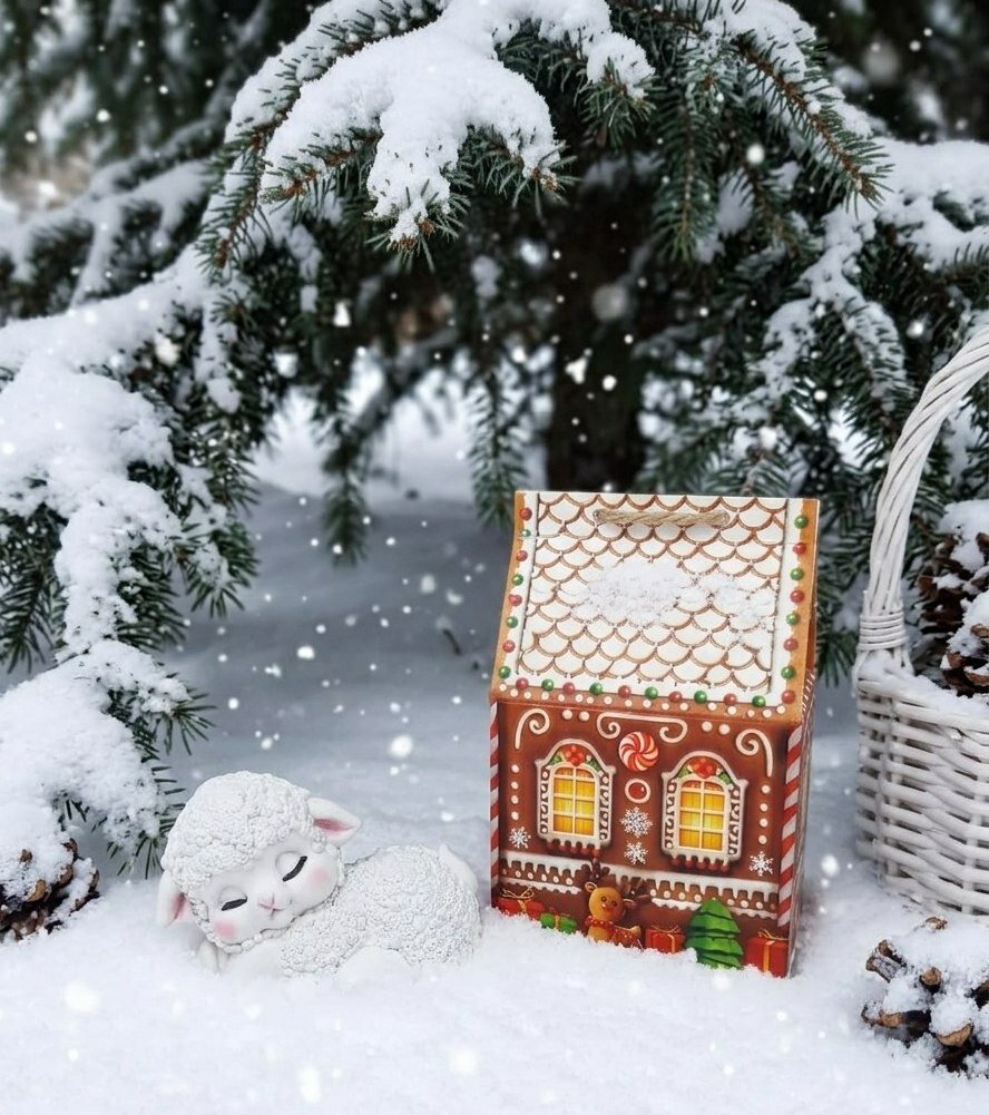 Овечка в домике-символ 2027 года, новогодний подарок