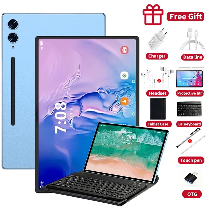 Планшет Pad S10 Pro 22ГБ/2ТБ, синий с клавиатурой