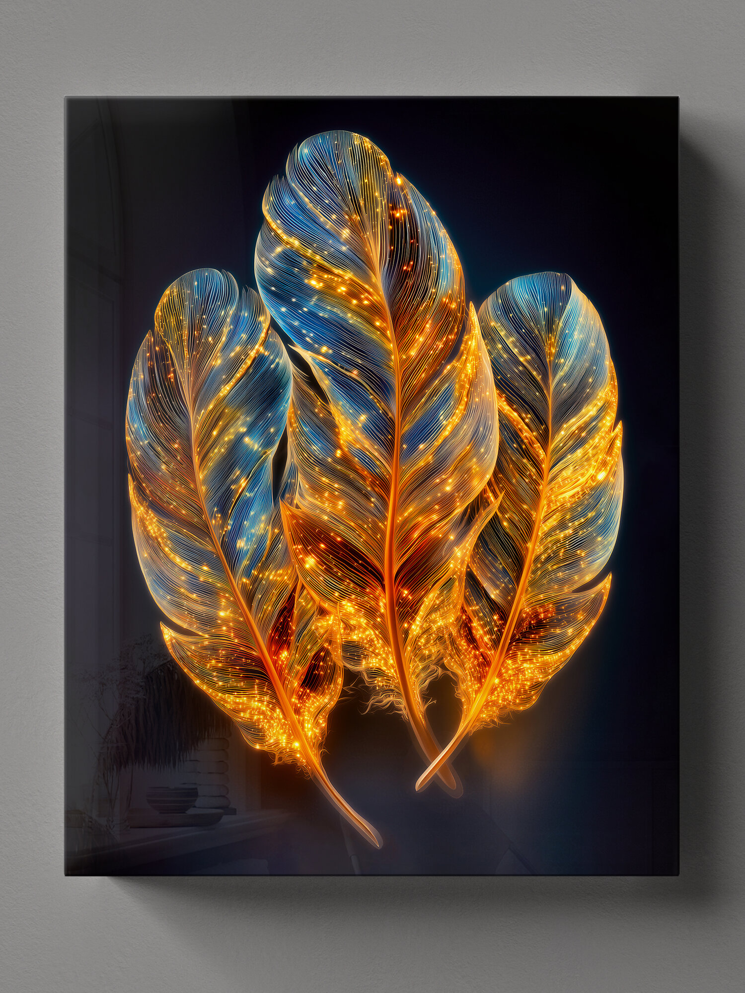 Картина Postermarket "Перья" на стекле, цифровая печать, 40x50 см