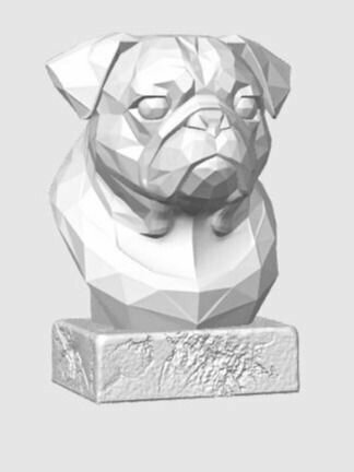 Эксклюзив! Бюст Низкополигонального Мопса (10см, белый матовый) - Верный друг, подарок, талисман