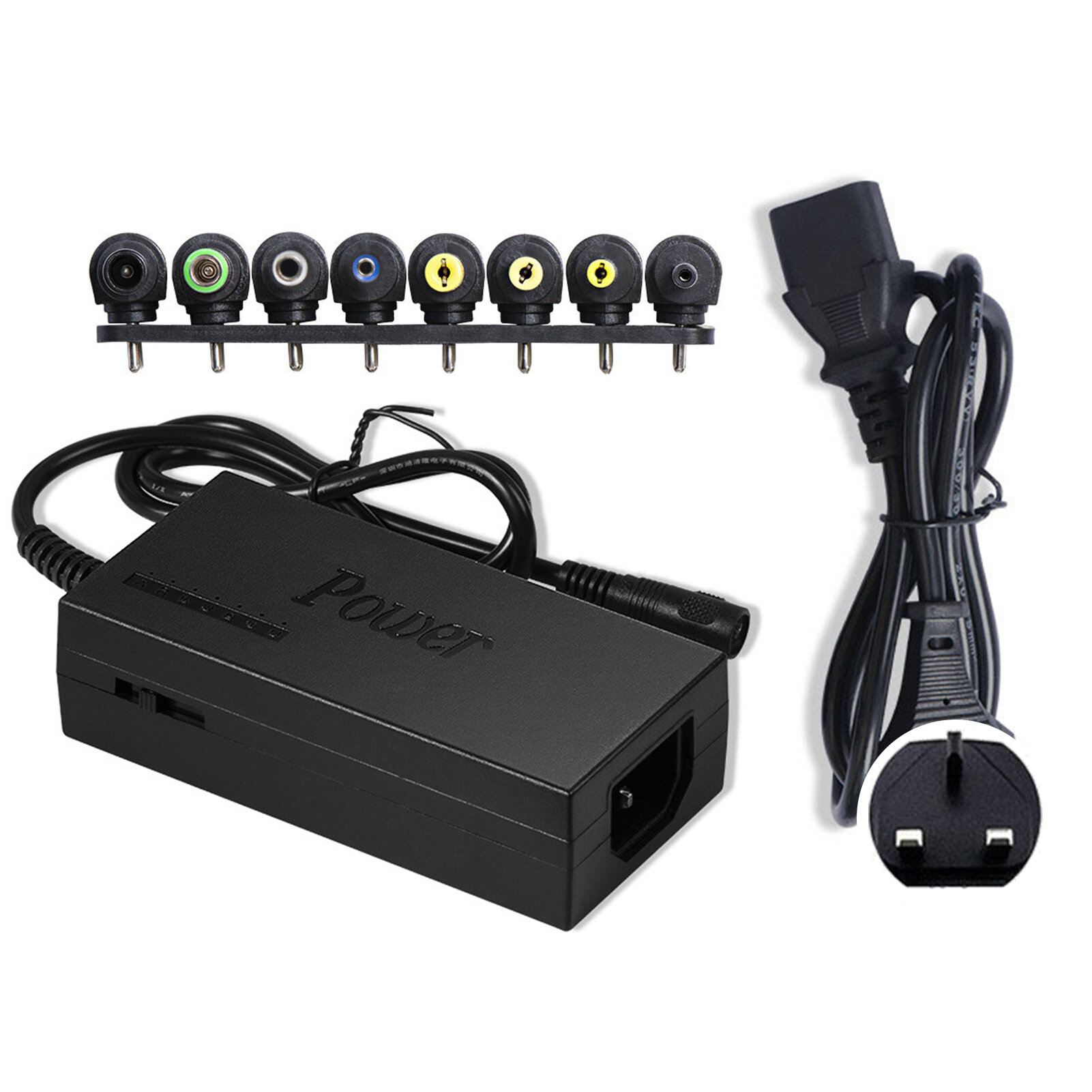 Универсальное зарядное устройство для ноутбука 96W — 8 переходников, 12-24В, UK вилка