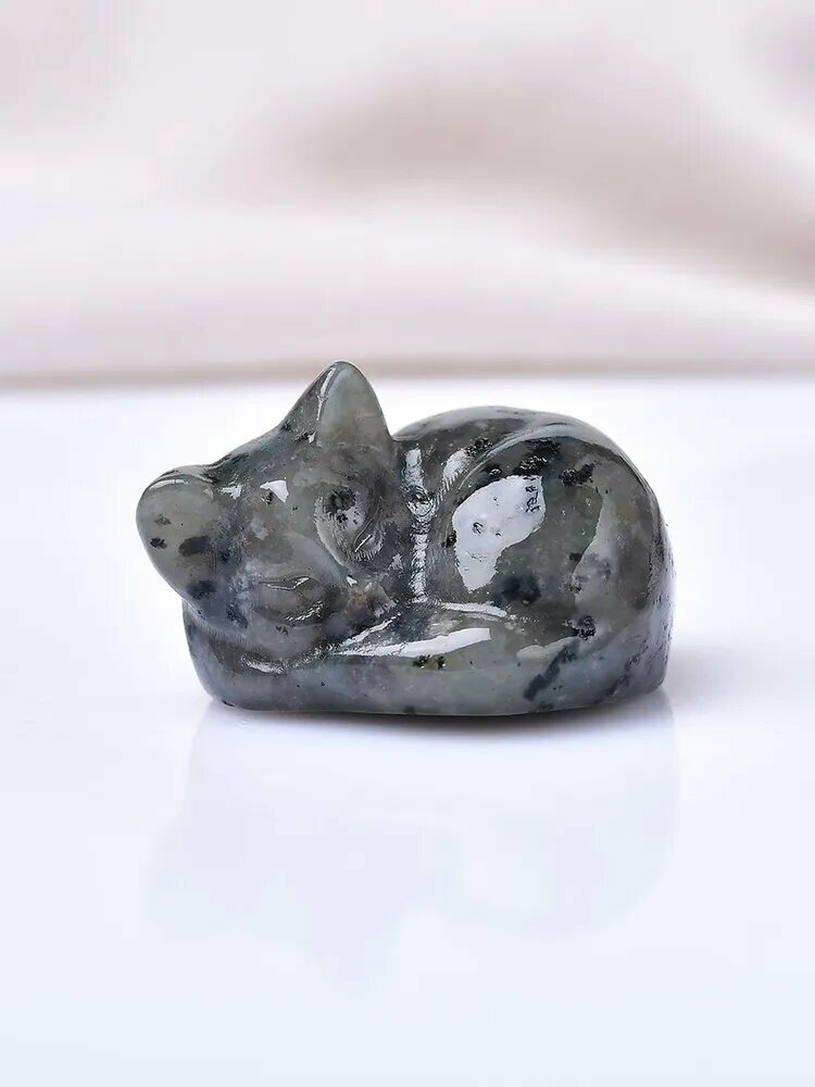 Статуэтка сонного кота из натурального камня "Тяньшаньский камень" (1шт)