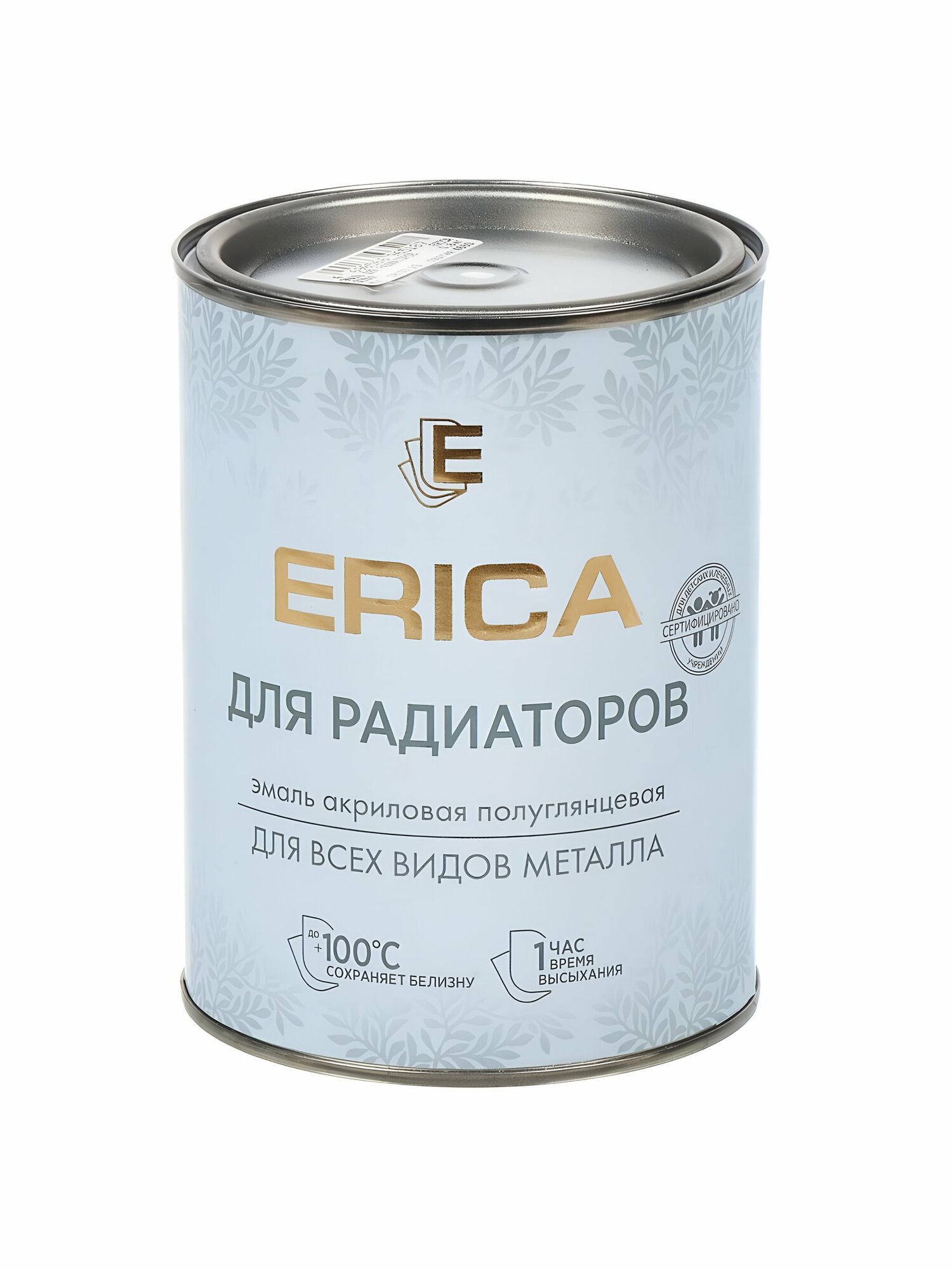 Эмаль Erica, для радиаторов, термостойкая, акриловая, полуглянцевая, белая, 0.8 кг