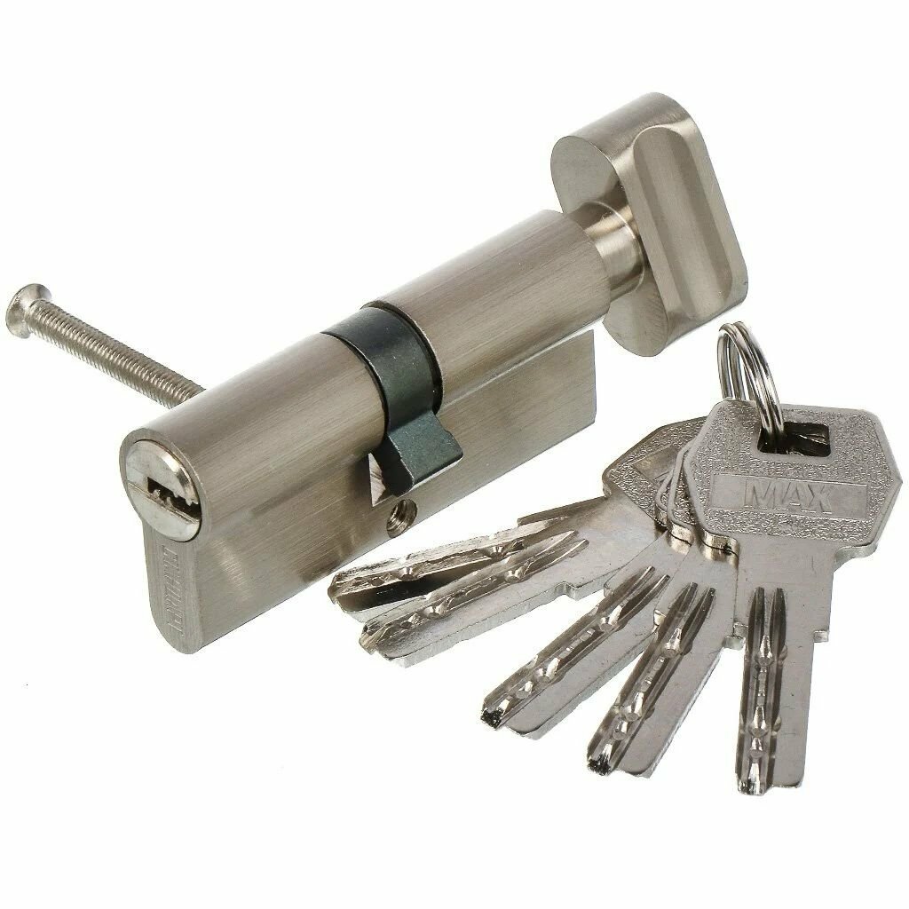 Личинка замка двери Стандарт, MAX 70, 14 796, 70 мм, матовый никель, 5 перфоключей/вертушка
