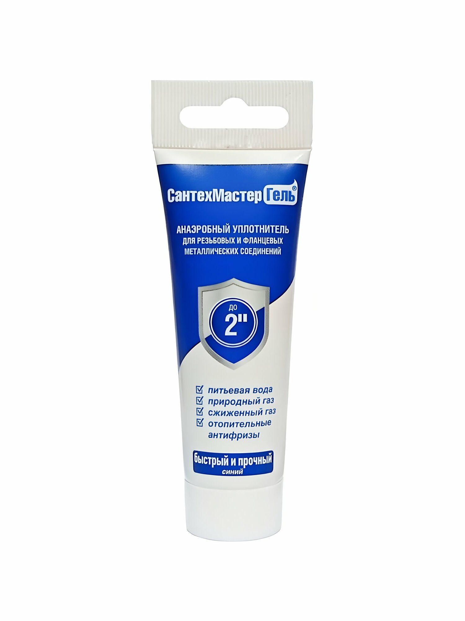 Гель сантехнический Сантехмастер 35 г, быстрый и прочный, синий, анаэробный уплотнитель для резьбовых соединений, 61047