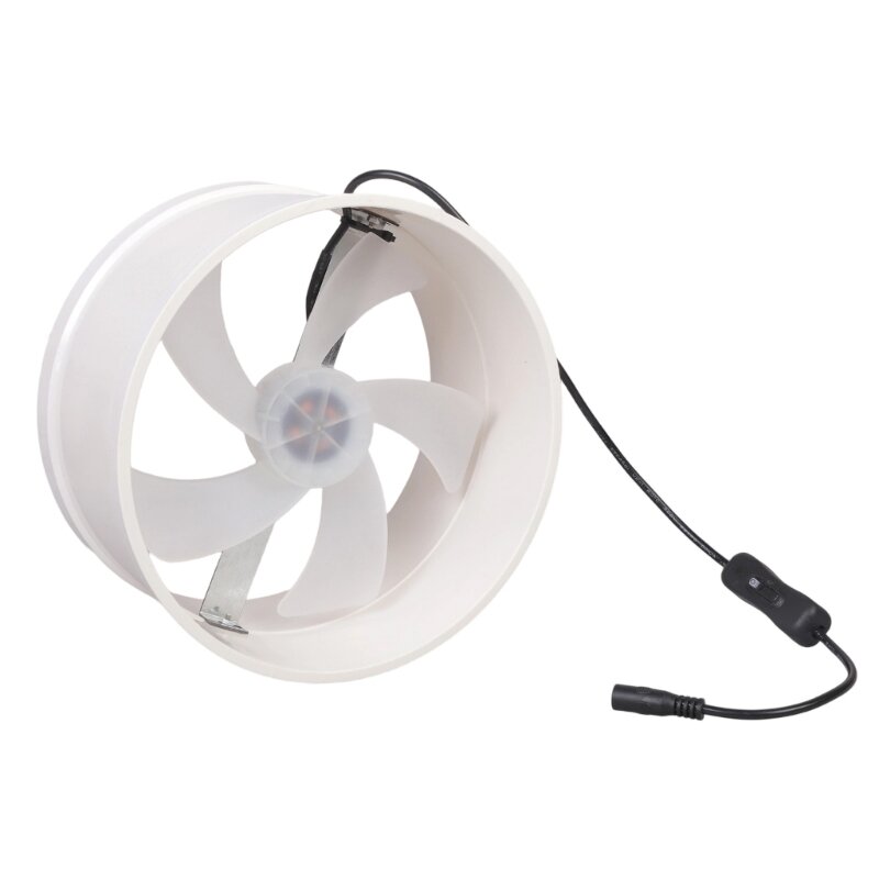 Вытяжной вентилятор из ПВХ диаметром 200 мм 12V 360CFM с переключателями включения Выключения для Вентиляции в Теплицах Кухнях Ванных комнатах Низкий уровень шума 39 дБ