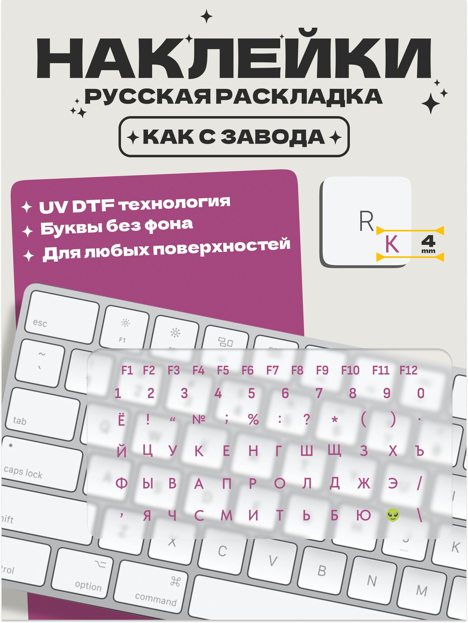 Наклейки на клавиатуру с русскими буквами и цифрами без фона