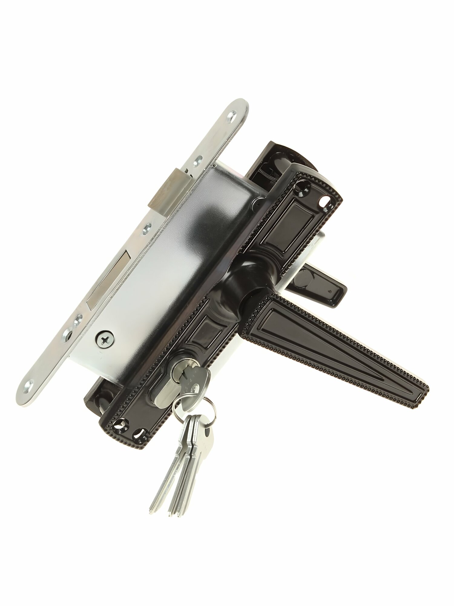 Замок врезной Зенит, ЗВ4-3.01, 00-00000457, ручка в комплекте, цилиндровый, черный