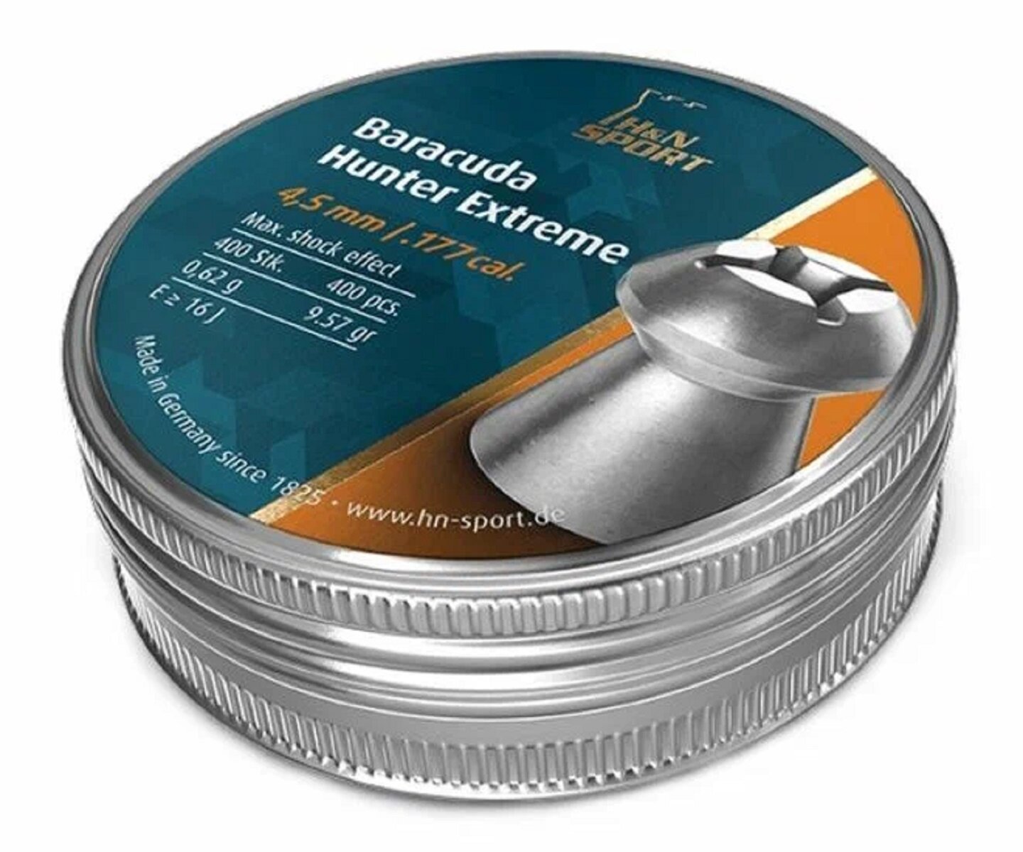Пули H&N "Baracuda Hunter", для охоты на мелких зверей и птиц, 4,5 мм, 0,62 г, 400 шт.
