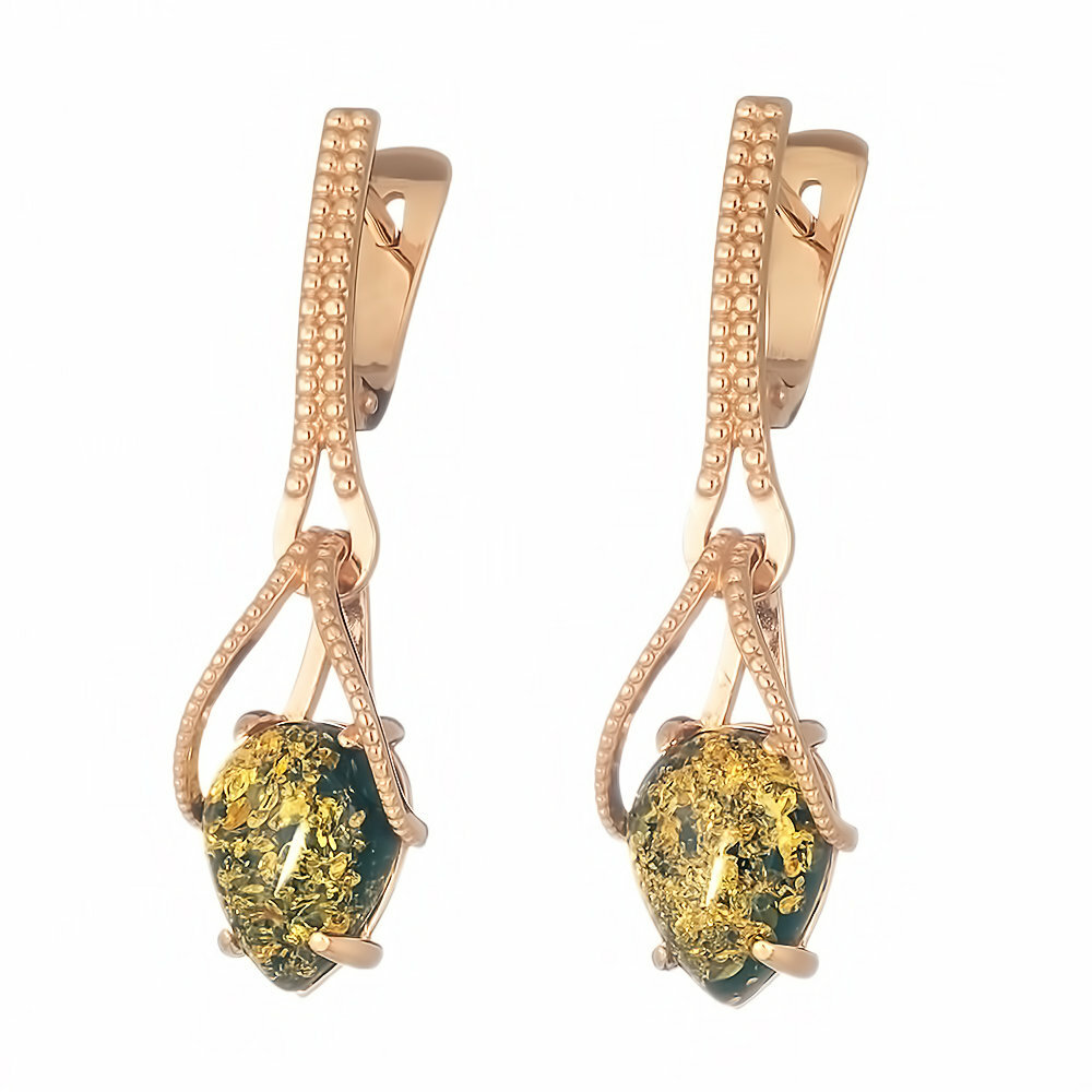 Серьги, серебро, 925 проба, янтарь