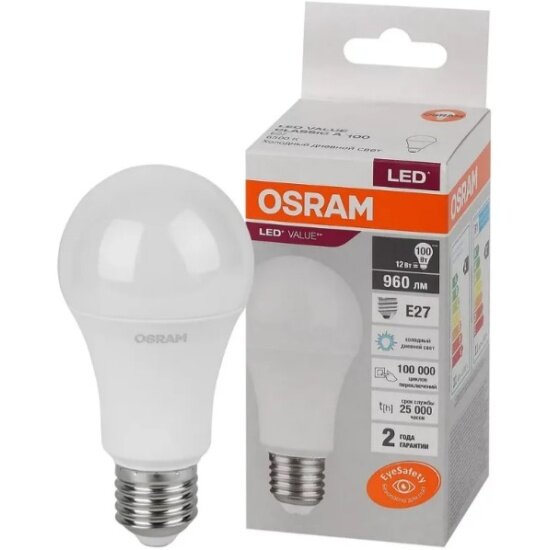 Светодиодная лампа Ledvance-osram OSRAM LV CLA 100 12SW/865 (=100W) 220-240V FR E27 960lm 240° 25000h