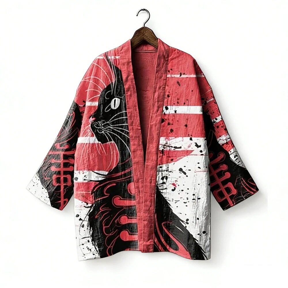 Кимоно с принтом кота, цвет Haori Jacket6