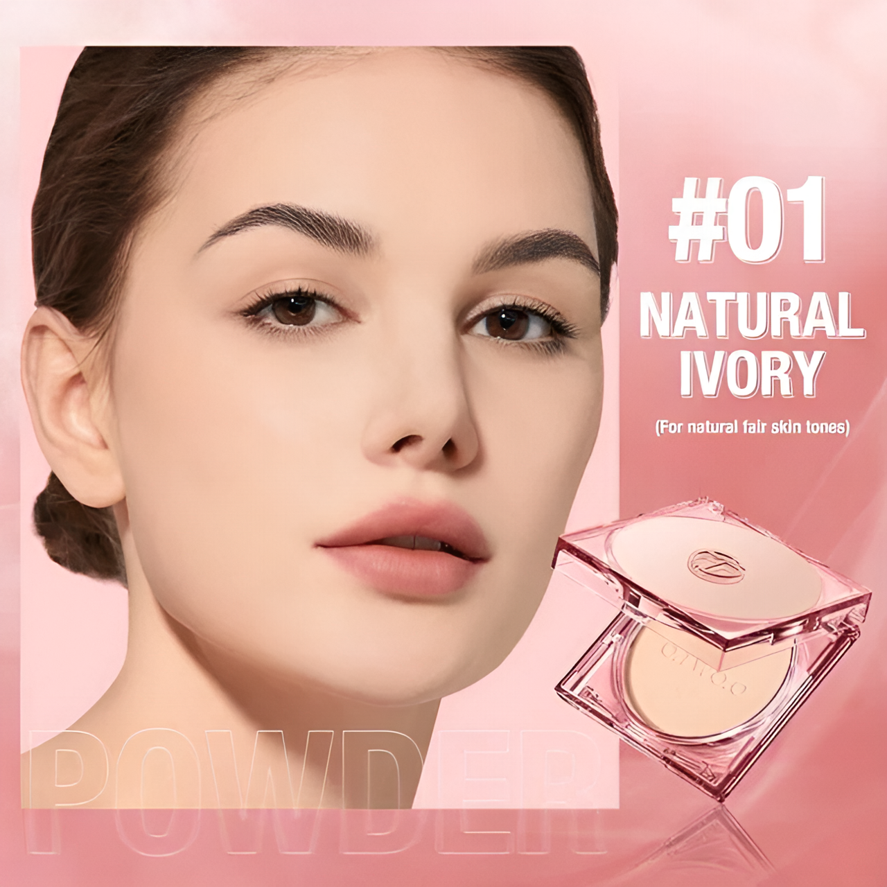 O.TWO.O, Пудра Mist Mirror Locking Powder, в оттенке 01( Natural Ivory), 12гр