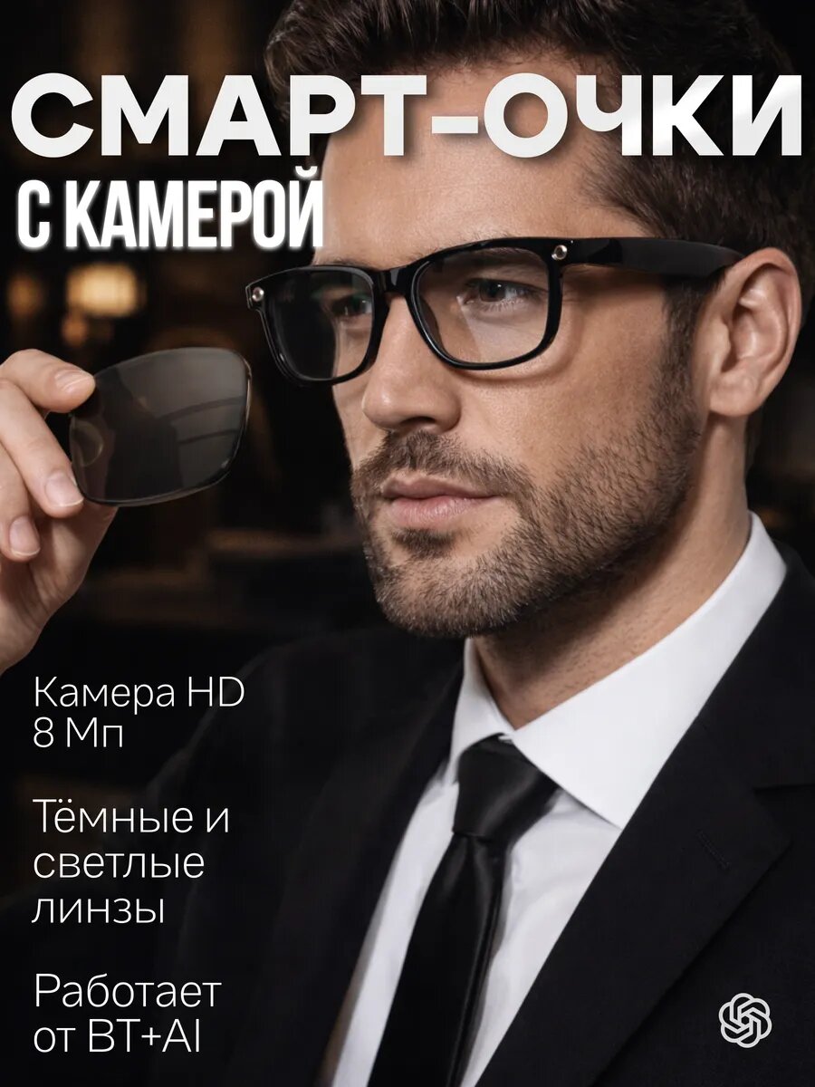 Умные смарт очки с камерой 8 Мегапикселей 1080p HD
