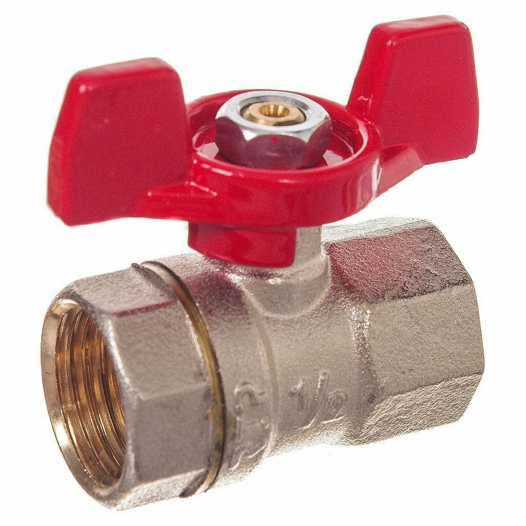 Кран для воды РосТурПласт 1/2 дюйма, г-г, ручка-бабочка, PN25. Надежная запорная арматура для инженерной сантехники.