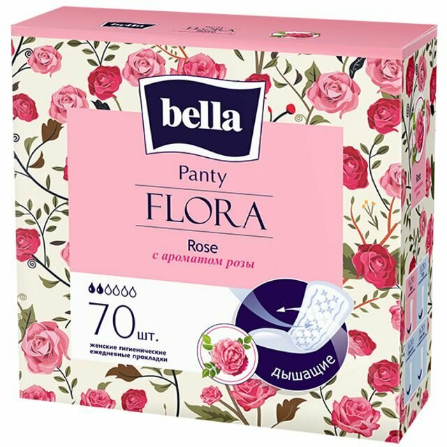 Прокладки BELLA Panty Flora Rose тонкие 70шт - ежедневные средства личной гигиены