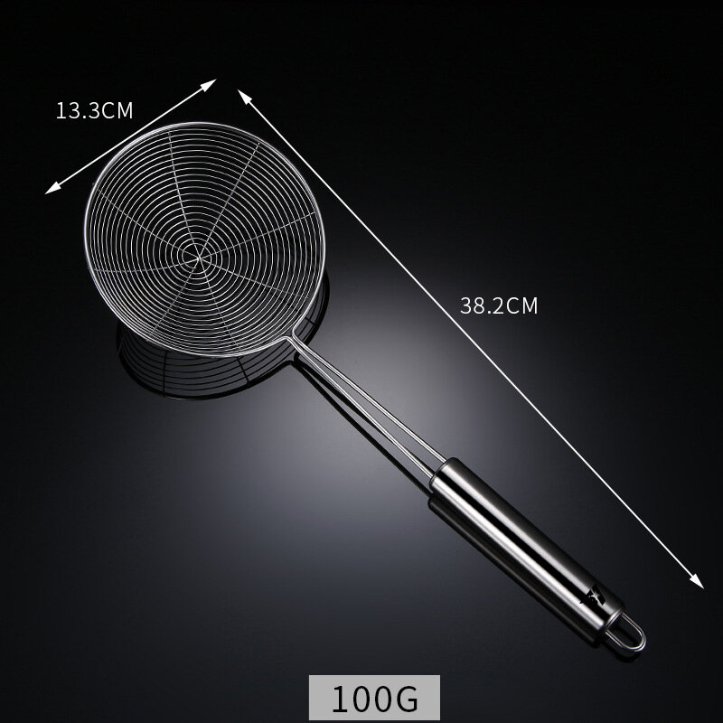 Скиммер из нержавеющей стали 304 с шлифованной длинной ручкой, усиленный и утолщенный, подходит для приготовления блюд в горячей кастрюле, жарки и извлечения лапши.