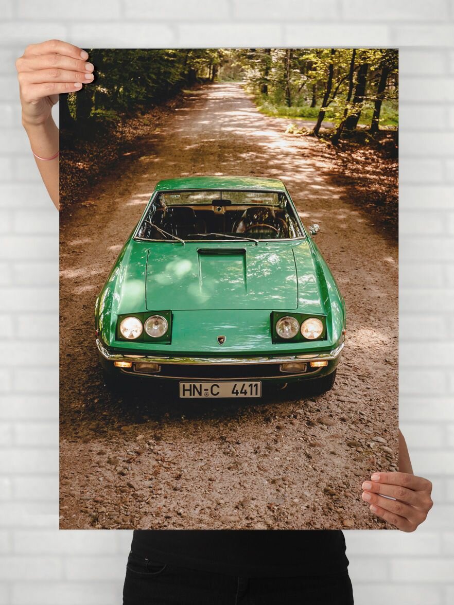Плакат на стену для интерьера Легенды Авто (Ламборгини Излеро - Lamborghini Islero) - Постер по машине формата A2 (42x61 см)
