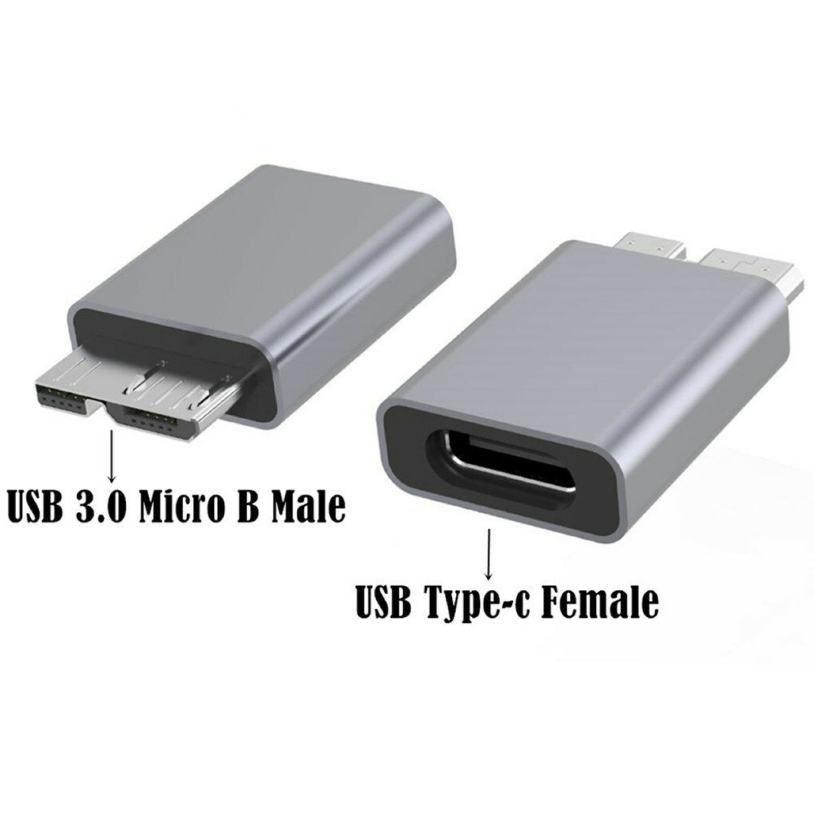 USB-переходник MyPads OTG-кабель Type-C - Micro B USB 3.0 серебристый металлический корпус