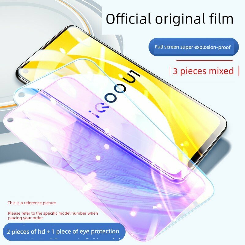 IQOO U1 Полное покрытие стеклянная защитная пленка - смешанный комплект 2 HD + 1 синий свет, комплект из 3 штук