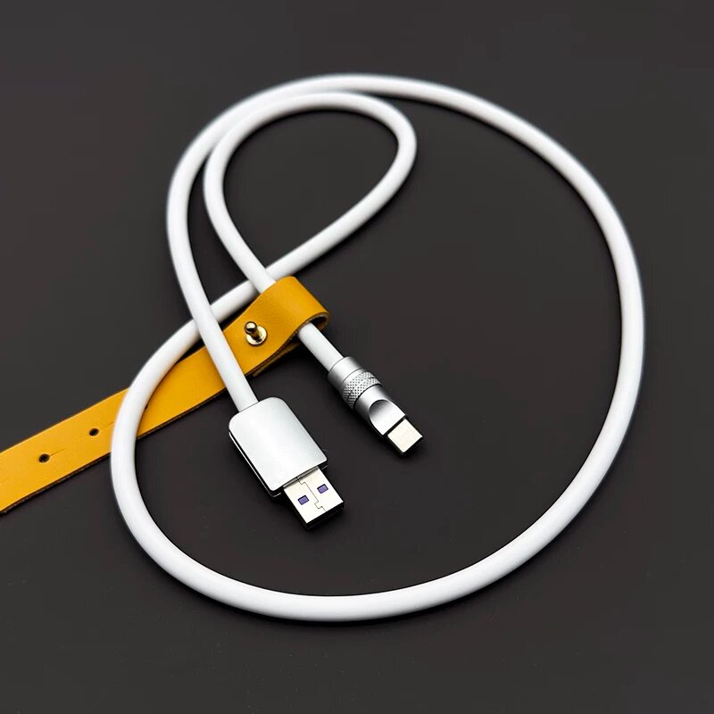 65W USB-C Быстрая зарядка Силиконовый Кабель 3м для iPhone 15 - Снежно-белый