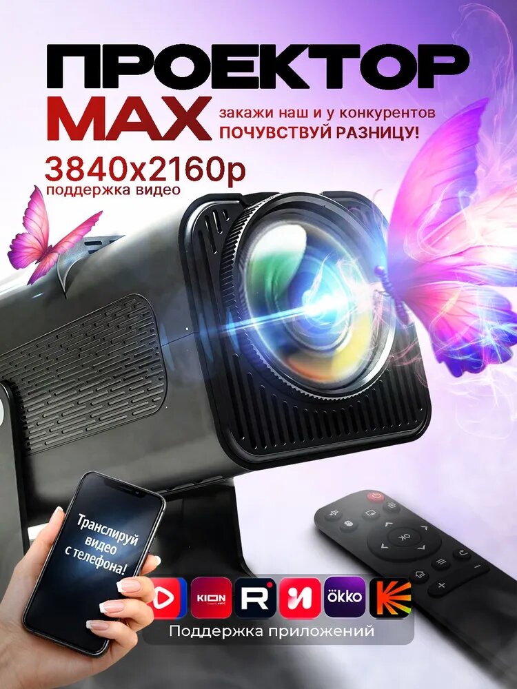 Проектор для фильмов Full HD 4K 2026 Новинка, Wi-fi, Bluetouth, HDMI