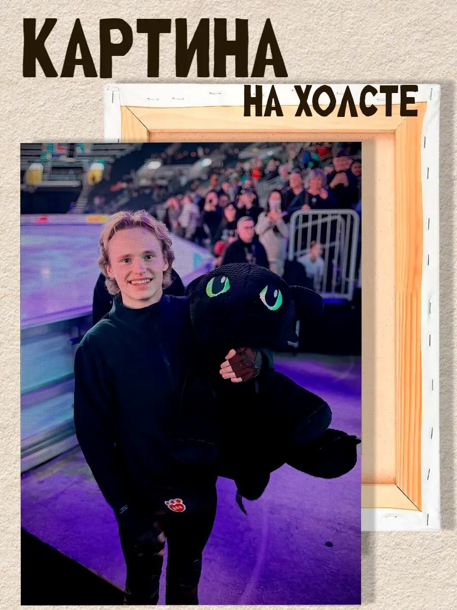 Картина на стену Илья Малинин фигурист, на подрамнике, 1шт, 55х38 размер.