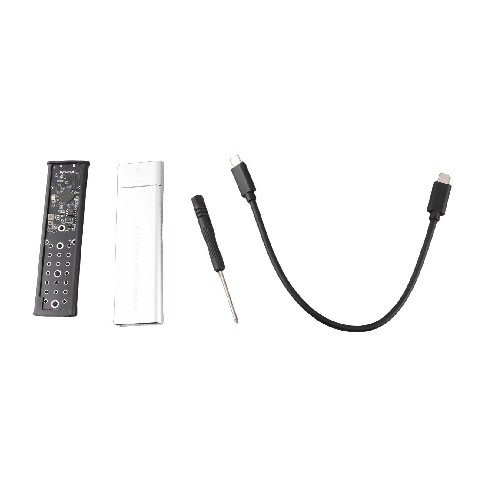 Внешний корпус для m . 2 nvme ssd 10 гбит с usb 3 . 1 type c и протоколом uasp накопителей 2230 2242 2260 2280 серебристый без кабеля