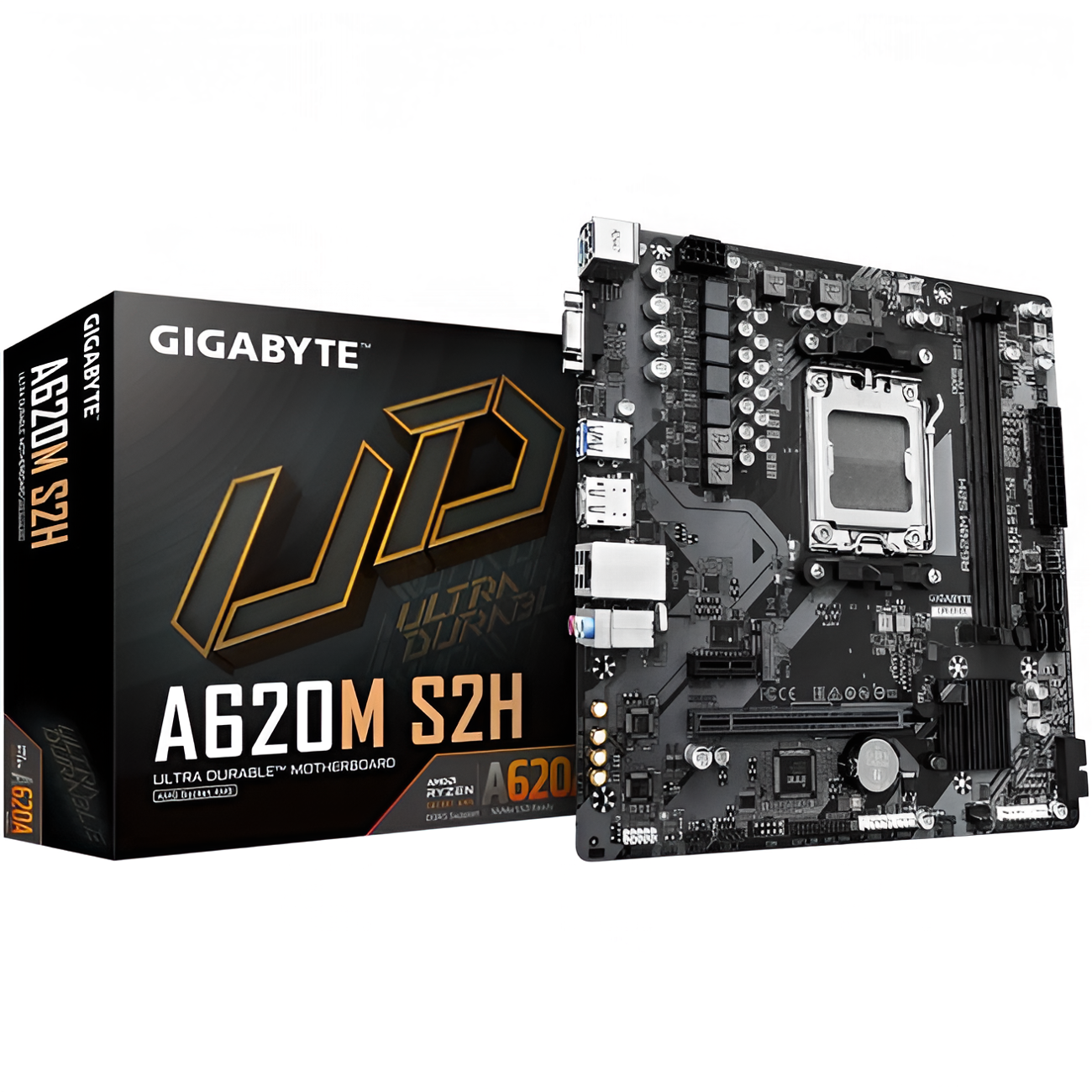 Материнская плата GIGABYTE A620M S2H 2.0 (AM5/AMD A620/2xDDR5/PCI-Ex16/M.2/SB7.1/GLAN/DisplayPort/HDMI/VGA/mATX)