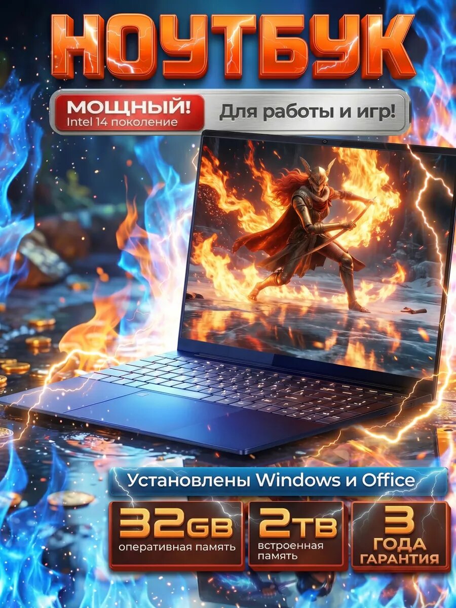 Ноутбук Intel Core i9-14900HX, 32GB RAM, 2048GB SSD, 2026 + Office