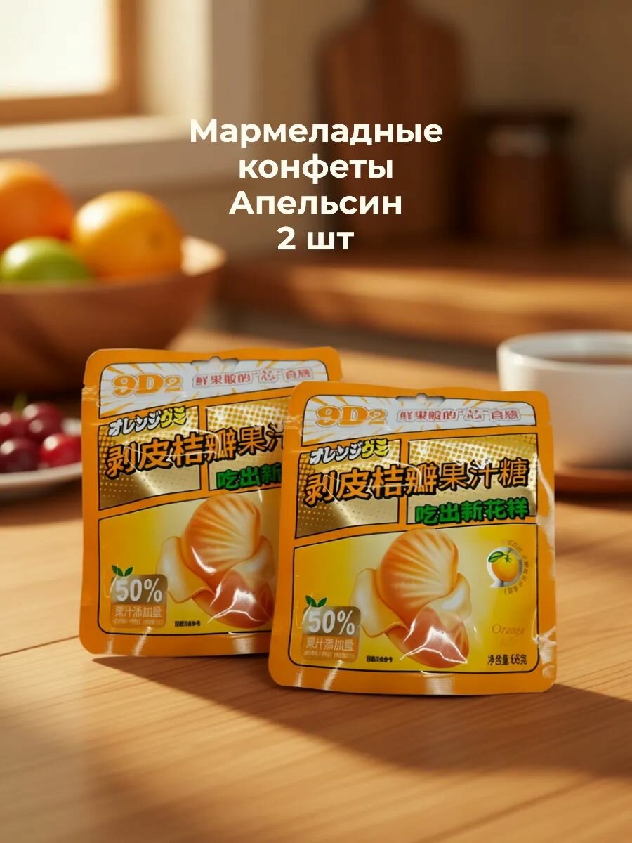 Мармеладные конфеты Апельсин, 68 гр, 2 шт