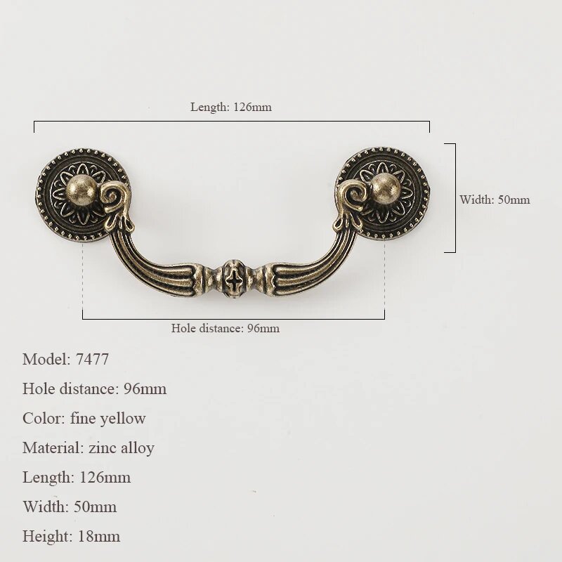 Винтажные ручки для мебели, 126mm, 50mm, 18mm