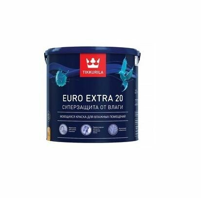 Краска Tikkurila Euro Extra-20, база С, объем 2.7 л, моющаяся, для влажных помещений 700001109
