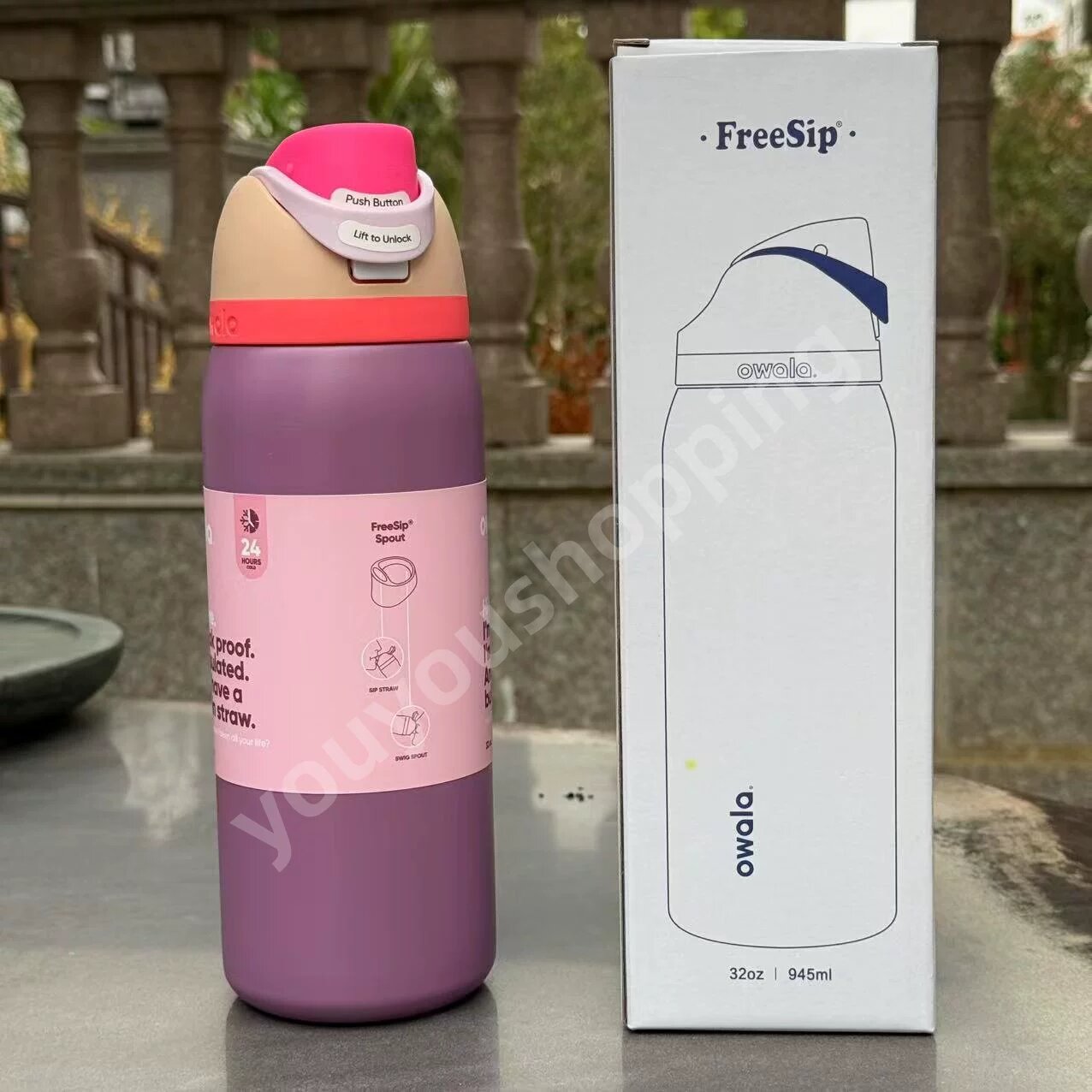 Owala FreeSip 40oz термос с трубочкой из нержавеющей стали - Розовая цветущая ветка для повседневного использования