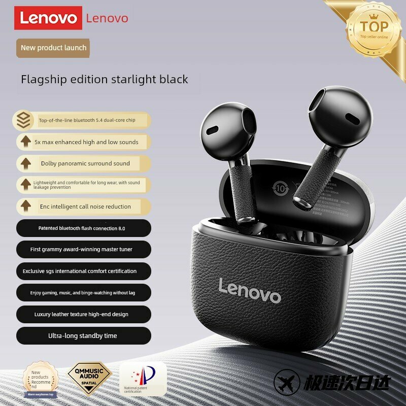 Беспроводные наушники Lenovo с Dolby Atmos, Bluetooth 5.4, двойным чипом, шумоподавлением, длительным временем работы,