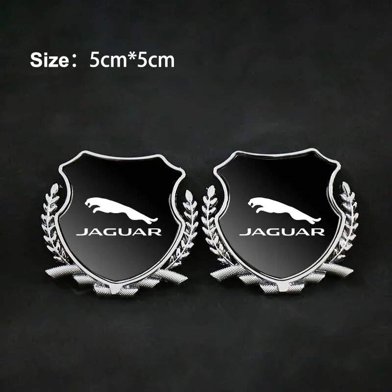Металлические значки Jaguar, 2шт, черные, 5x5 см